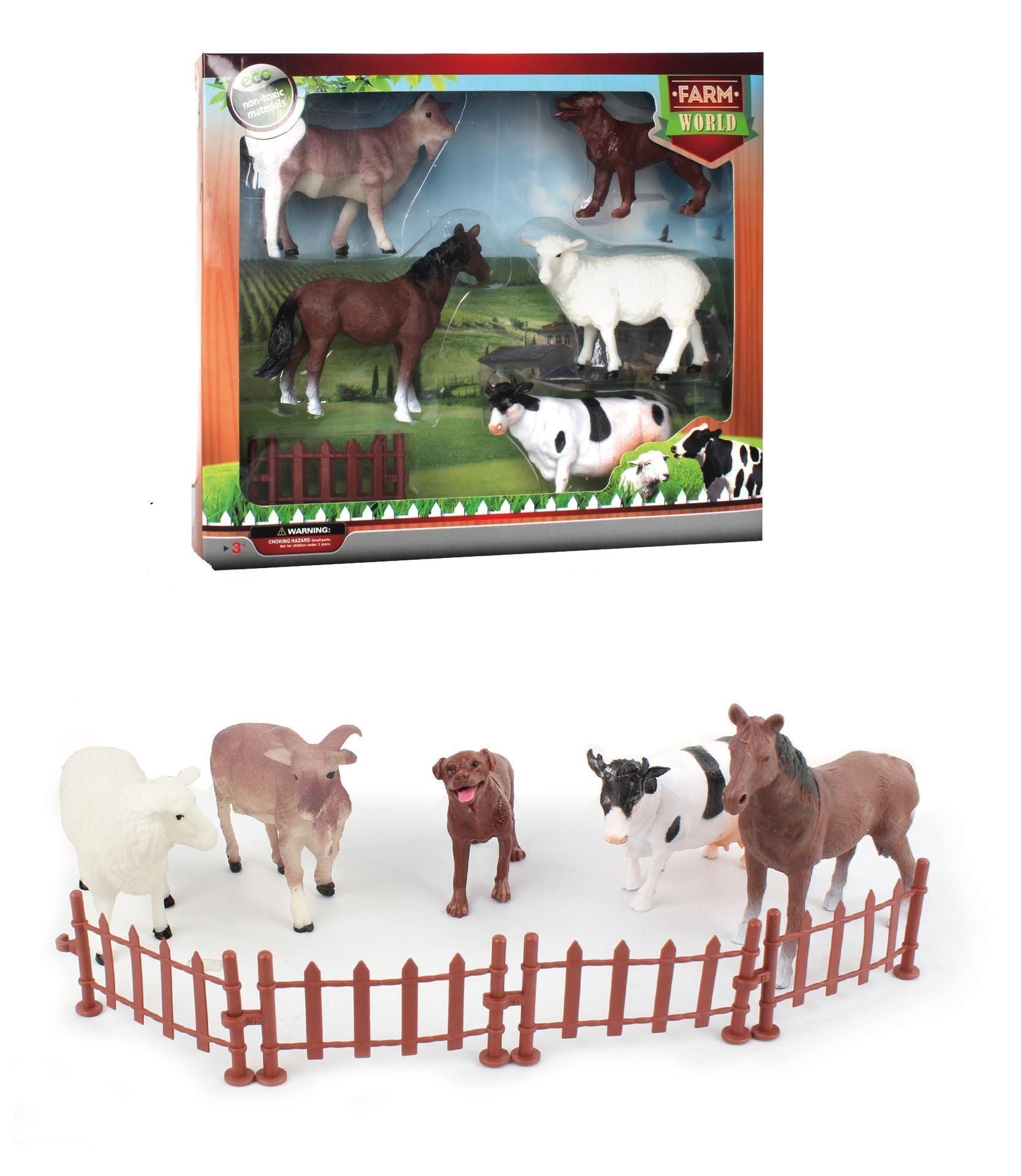 Set de 6 Animales de la Granja con Corral– Ositos y Cia.